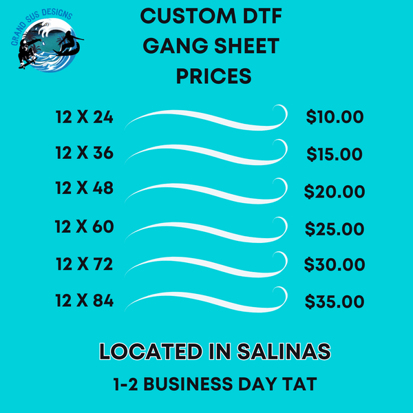 Grand Sus Designs DTF Transfers and Gang sheets